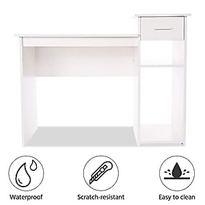 Multipurpose Home Office Writing Computer Desk, Modern Simple Study Desk Industrial Style Workstation Laptop Table with Storage Shelf -Workstation-Students Study Desk Wood Table