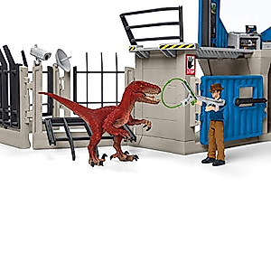 Schleich Dinosaur Toys Science Playset - 33-Piece Set Research Station with Brachiosaurus, Velociraptor, Men Scientist Action Figures, and Dart Cannon, Kids Figurines for Ages 4 and Above