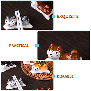 Hemoton 4pcs Shiba Inu Chopstick Rest Rest Chopsticks Spoon and Chopstick Rest Ceramic Dog Korean Chopstick Rest Vintage Spoon Rest Spoon Holder Silverware Ceramics Old Fashioned