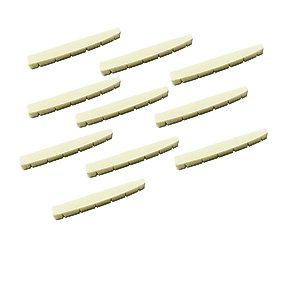 Musiclily 42mm Bone Slotted Electric Guitar Nut Flat Bottom for 6 String Fender Strat Tele, 42x3.5x4.5mm (10 Pieces)