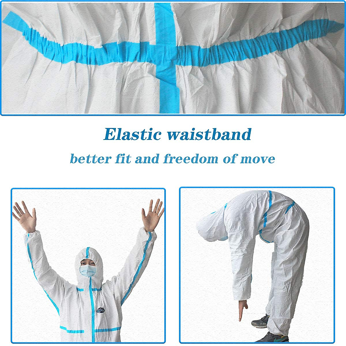 Vicogard Disposable Coverall,Safety Protective Coveralls Full Body Protective from Hazmat and Contamination,Sealed Seams with Tape,Front Zipper Elastic Cuffs & Ankles Isolation Suit with Hood