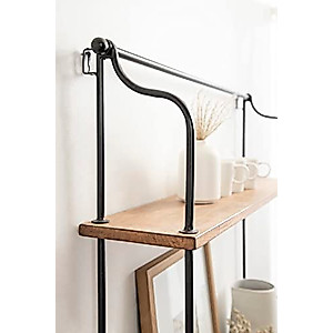 Kate and Laurel Walters Modern Farmhouse Wood and Metal Floating Desk with Folding Drop-Leaf Design, 31x30x14, Rustic Brown/Black