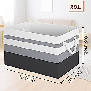 StorageTastic Storage Bin,Collapsible Storage Basket For Organizing,Large Storage Boxes With Rope Handles,Storage Containers,Clothes Organizer,Gradient Grey,Pack of 3