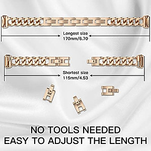 Bolesi Compatible with Fitbit Luxe Bands,Slim Metal Band Stainless Steel Adjustable Straps Replacement Bands for Fitbit Luxe Smart Watch for Women Men,Champagne Gold