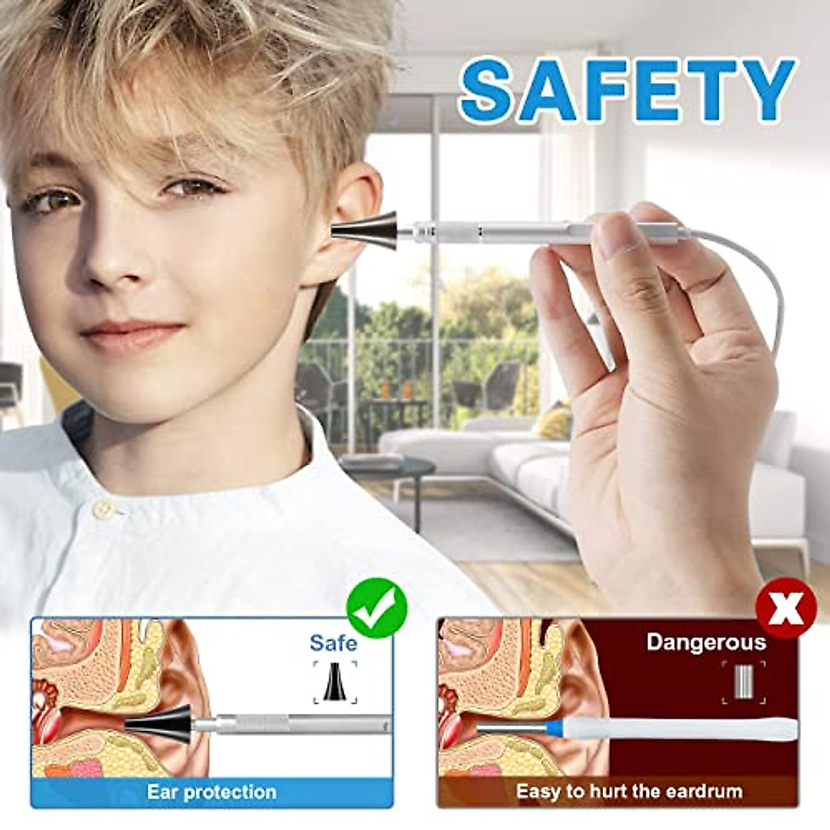 Digital Otoscope with 7.0 Inch Screen, Hiacinto 3.9mm Ear Camera with 6 LED Lights, 32GB Card, Ear Wax Removal Tool, 3000 mAh Rechargeable Battery, Carrying Case