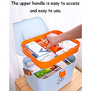 ZMQJEQANBG Family First Aid Box,Portable Medicine Chest Storage,First Aid Box, Portable Pill Drug Storage Box, Portable Medicine Medicine Chest with A Handle, for Household,Travel,Work S 25.5X19.5X19.