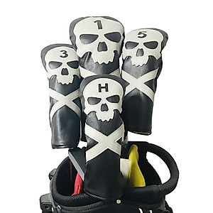 YIJU 4Pcs Cover Driver Cover Golf 1 3 5 UT Covers Replacement Guard with Skull Pattern and Numbers