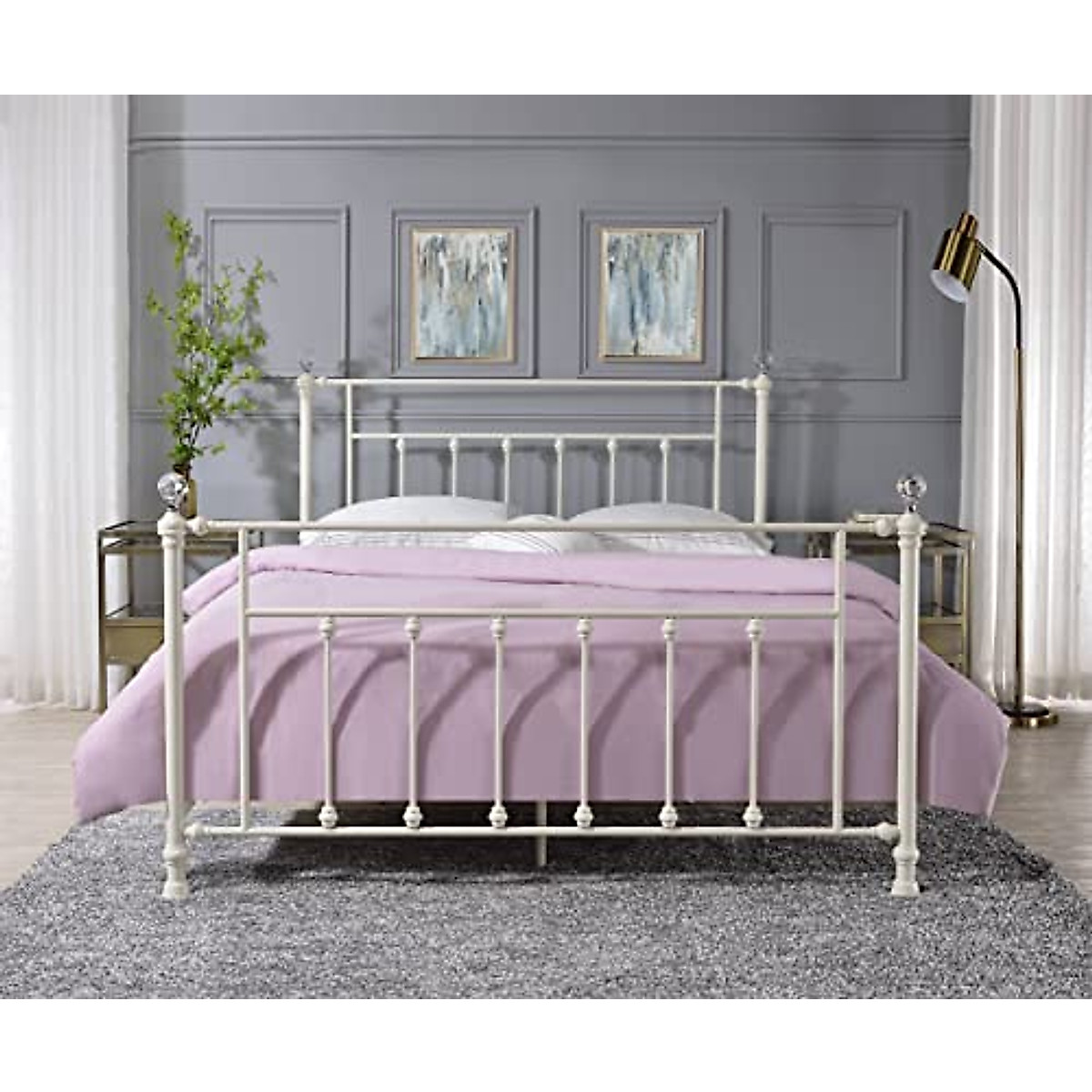 Acme Comet Metal Fame Queen Bed in White