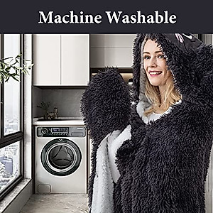 VK Living Wearable Blanket Hoodie Cat Wearable Hooded Blanket Adult, Sherpa Fleece Wearable Blanket, Super Soft Warm Fuzzy Oversized Wearable Hooded Blanket for Sofa Bed Camping