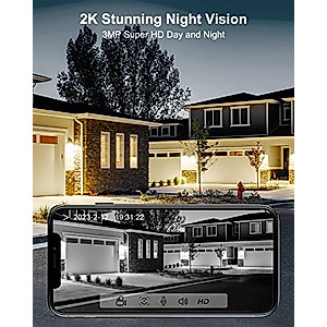 ANRAN 2K Security Cameras Wireless Outdoor, 3MP AI Motion Detection & Color Night Vision Home Security Cameras, Two-Way Talk, Spotlight Siren Alarm, Work with Alexa, Battery Powered, IP65