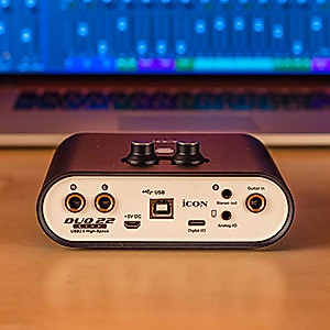 Icon Pro Audio USB Audio Interface with Mobile Streaming Capabilities, Duo 22 Live (1 mic preamp)
