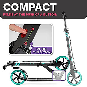 LaScoota Kick Scooter for Adults & Teens. Perfect for Youth 12 Years and Up and Men & Women Lightweight Foldable Adult Scooter with Large 8” Wheels 220lbs
