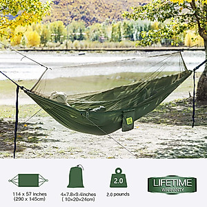 Miztli Camping Hammock with Net, Portable Lightweight Outdoor Hammock Tree Travel Backpacking Hammock Tent with 20Ft(Total) Tree Straps, Perfect for Camping Hiking Yard Adventure Survival