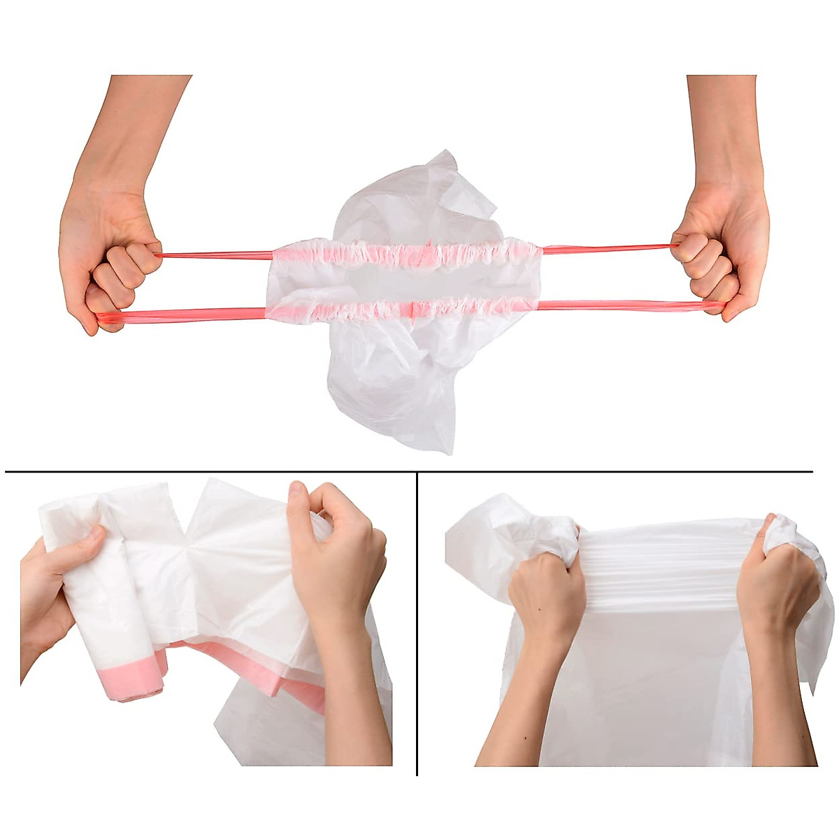 CCLINERS 1.2 Gallon (240 Bags) Small White Drawstring Trash Bags Code A 4.5 Liter Bathroom Mini Garbage Bags 1 Gallon Wastebasket Can Liners for Home Office Bins, 240 Count