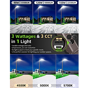 OPENLUX LED Parking Lot Light 150W 120W 90W Adjustable 4500K 5000K 5700K Tunable Up to 22500LM Photocell LED Shoebox Fixture Flood Pole Light Outdoor Field Lighting AC 100-277V