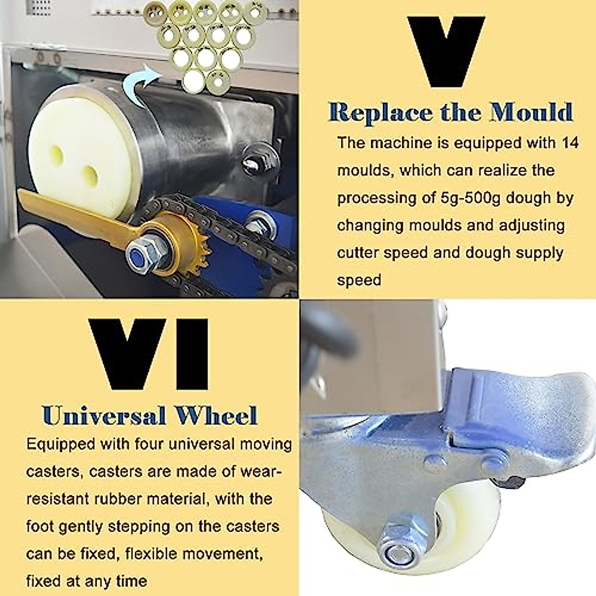 INTSUPERMAI Electric Dough Divider Commercial Dough Divider Cutter Auto Dough DIviding Cutting Machine Quantitative 0.18oz-17.6oz