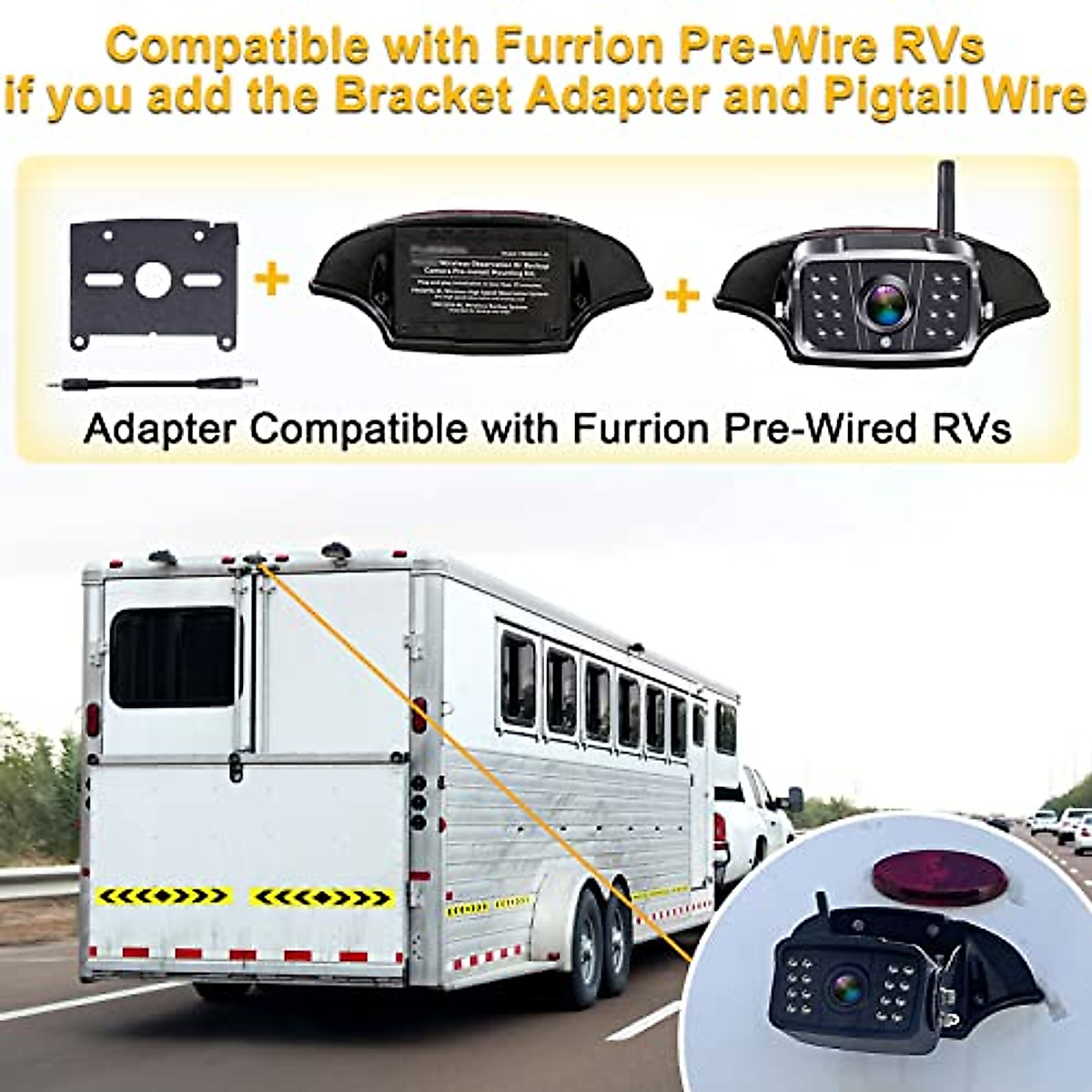 AMTIFO RV Backup Camera Wireless HD 1080P Bluetooth 2 Travel Trailer Rear View Cam System 7 Inch DVR Monitor Truck Camper Infrared Night Vision Reverse Cameras Adapter for Furrion Pre-Wired RVs A9
