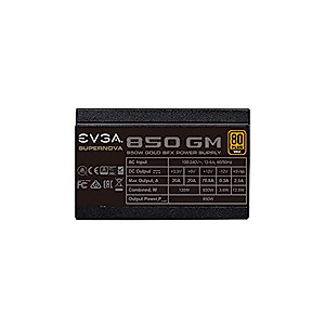 EVGA SuperNOVA 850 GM, 80 PLUS Gold 850W, Fully Modular, ECO Mode with FDB Fan, 10 Year Warranty, Includes Power ON Self Tester, SFX Form Factor, Power Supply 123-GM-0850-X1