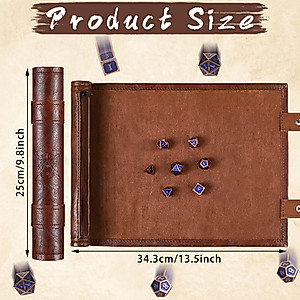 Civaner Dice Mat Tray Rolling Mat with Zipper PU Leather Folding Scroll Dice Bag Dice Holder Dice Table Christmas Game Accessories(Brown, Black)