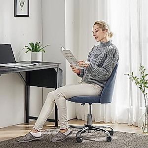 Armless Office Chair Cute Desk Chair, Modern Fabric Home Office Desk Chairs with Wheels Adjustable Swivel Task Computer Vanity Chair for Small Spaces