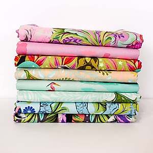 Everglow Fat Quarter Bundle (8 Pieces) by Tula Pink for FreeSpirit 18 x 21 inches (45.72 cm x 53.34 cm) Fabric cuts