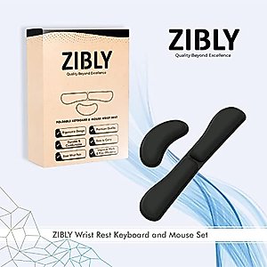 ZIBLY Gel Memory Foam Wrist Rest Keyboard and Mouse Set - Ergonomic Anti-Skid Non Slip Cushion Mouse Pad Wrist Support - Easy Typing, Pain Relief for Work from Home Gaming Computer Laptop