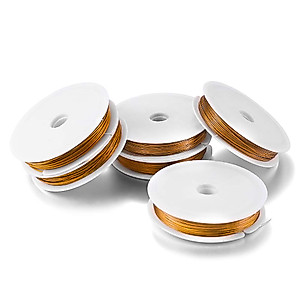 1 Roll/lot 0.3-1.0mm Bead Stringing Wire,Anti-bite Wear Resistant Strong Line Stainless Steel Tiger Tail Beading Wire for DIY Jewelry Making Finding (Gold Steel Wire, 0.6mm-92 feet/28m)