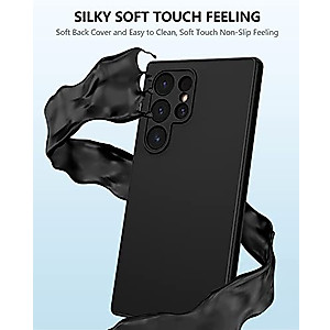 FNTCASE for Samsung Galaxy S23-Ultra Case: Slim Protective Shockproof Silicone Cell Phone Cases - Matte Rubber Dual Layer Cell Phone Cover Hard Bumper (Black)
