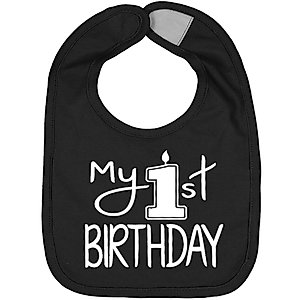 Aiden's Corner Handmade Cute Baby Boy Girl First Birthday Smash Cake Bibs - My 1st Birthday Bib (White Black)