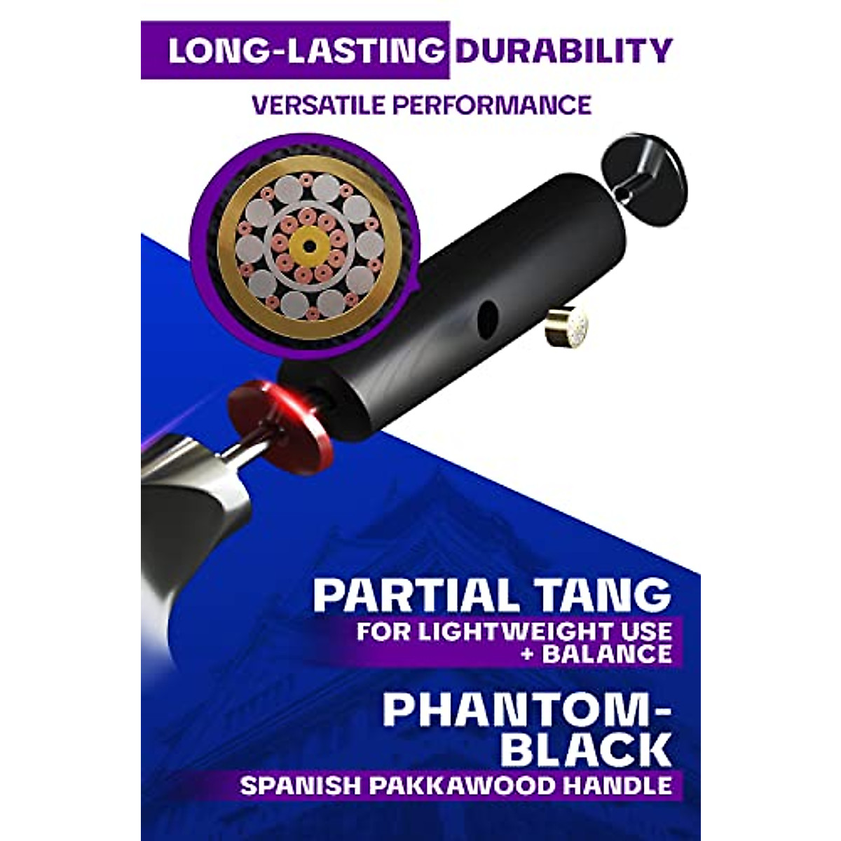 Dalstrong Hybrid Cleaver & Chef Knife - 8 inch - Phantom Series - 'The Crixus' - Japanese High-Carbon AUS8 Steel Kitchen Knife - Pakkawood Handle - Cooking Knife - Sheath Included