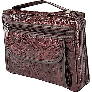 Embassy Alligator Embossed Genuine Leather Bible Cover, Protects and Shelters Your Bible Keeping It Safe and Offers Additional Storage, Burgundy