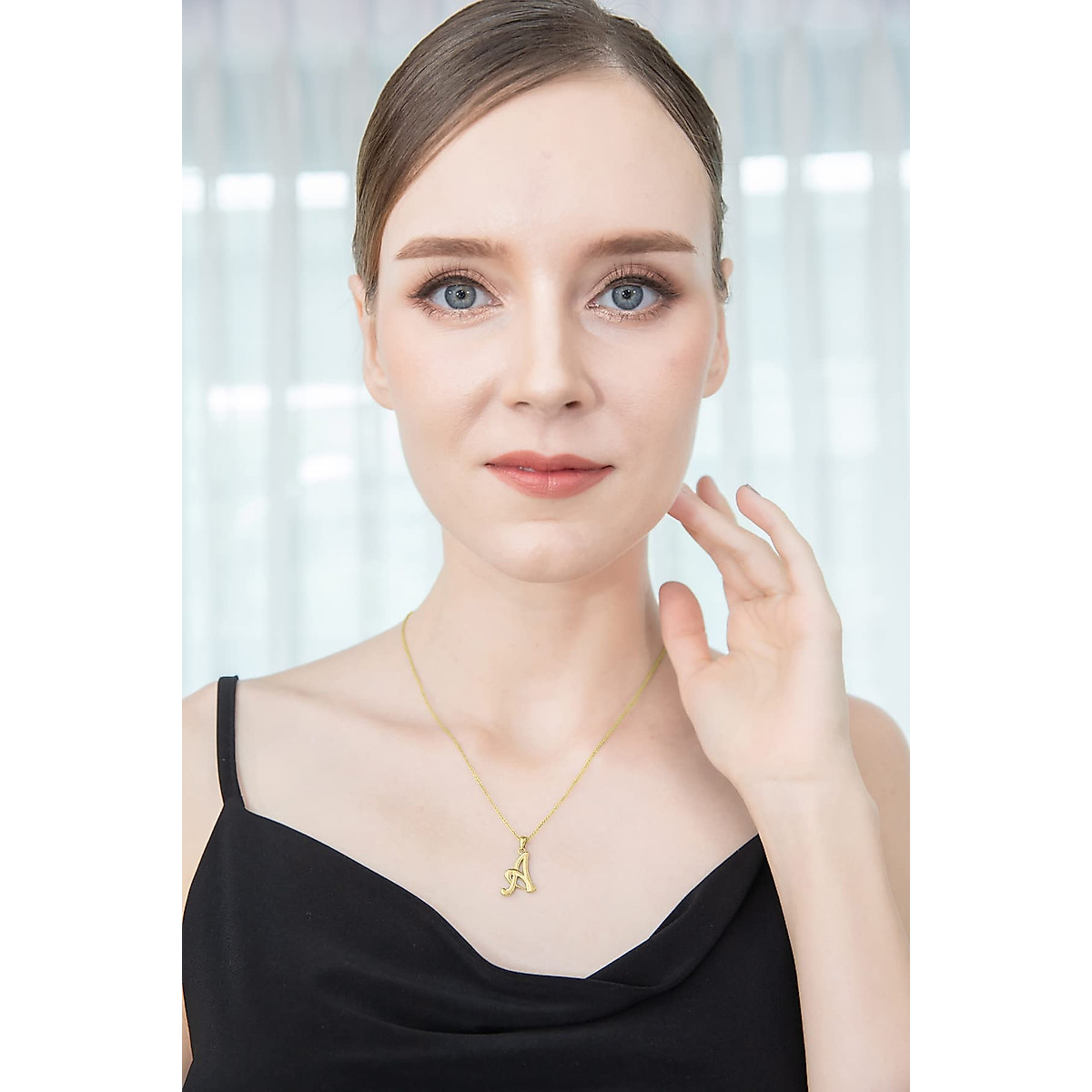 GemStar USA Yellow Gold Flashed Sterling Silver I Letter Initial Alphabet Name Personalized 925 Silver Pendant Necklace