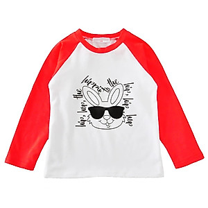 Funny Bunny Graphic Tshirt Toddler Infant Baby Boy Girl Letter Print Tees Easter Blouse Tops (2T, red)