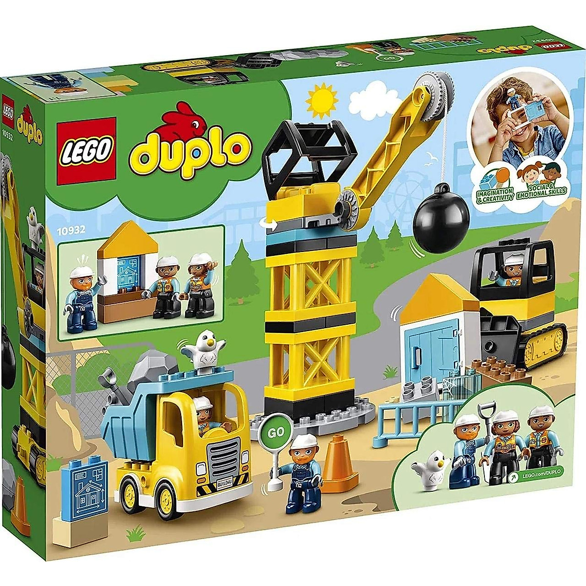 LEGO DUPLO Construction Wrecking Ball Demolition 10932 Toy for Preschool Kids; Building and Imaginative Play with Construction Vehicles; Great Developmental Gift for Toddlers (56 Pieces)