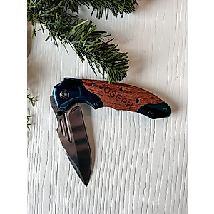 Wood Shop Engraved Pocket Knife Gifts For Men Stainless Steel 5" Blade With Ultra-Secure & Comfortable Belt Clip Personalized Engraved Knive for Everyday Carry, Groomsmen Camping Birthday Father's Day Or A Gift For Your Guys - This Knife Is The Perfect Ch