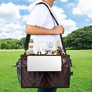 FANGSUN Grill Caddy, BBQ Caddy with Paper Towel Holder, Picnic Griddle Caddy for Outdoor Camping, Barbecue Accessories Storage Organizer for Utensil Grilling Tool, Must Haves for Camper Tailgating Rv