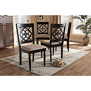 Baxton Studio Renaud Modern and Contemporary Sand Fabric Upholstered Espresso Brown Finished Wood Dining Chair