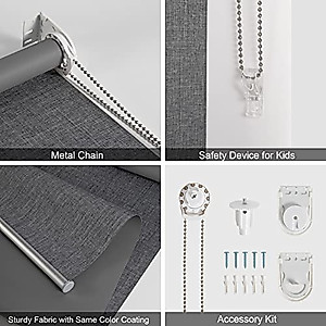 RED GRAPES 100% Blackout Roller Shades for Windows,UV Protection,Window Blind with Thermal Insulated,Roll up and Down Blinds,Window Shades for Home Office,Easy to Install(Dark Grey, 35'')