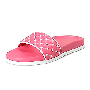 Valentino Women's Pink Leather Rockstud Flip Flops Sandals Shoes Sz US 7 T 37