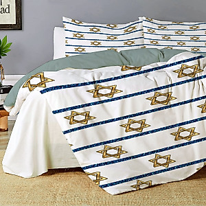 ARTBLANKET Hanukkah Bedding Duvet Cover 3 Piece Set King 104 x 90 in Ultra Soft and Breathable(1 Comforter Cover + 2 Pillow Shams)