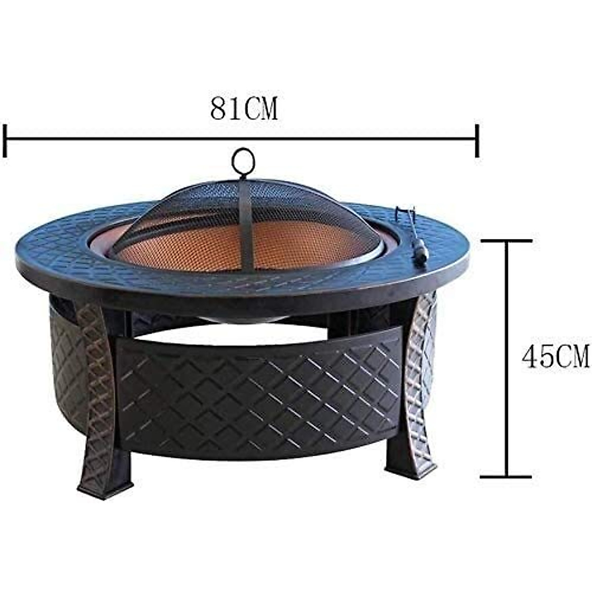 LEAYAN Garden Fire Pit Portable Grill Barbecue Rack Outdoor Fire Pit Bonfire Wood Burning Patio Coal Grill Firepit for Grill Charcoal Grill with Spark Screen with Cover BBQ Cooking for Camping Ba