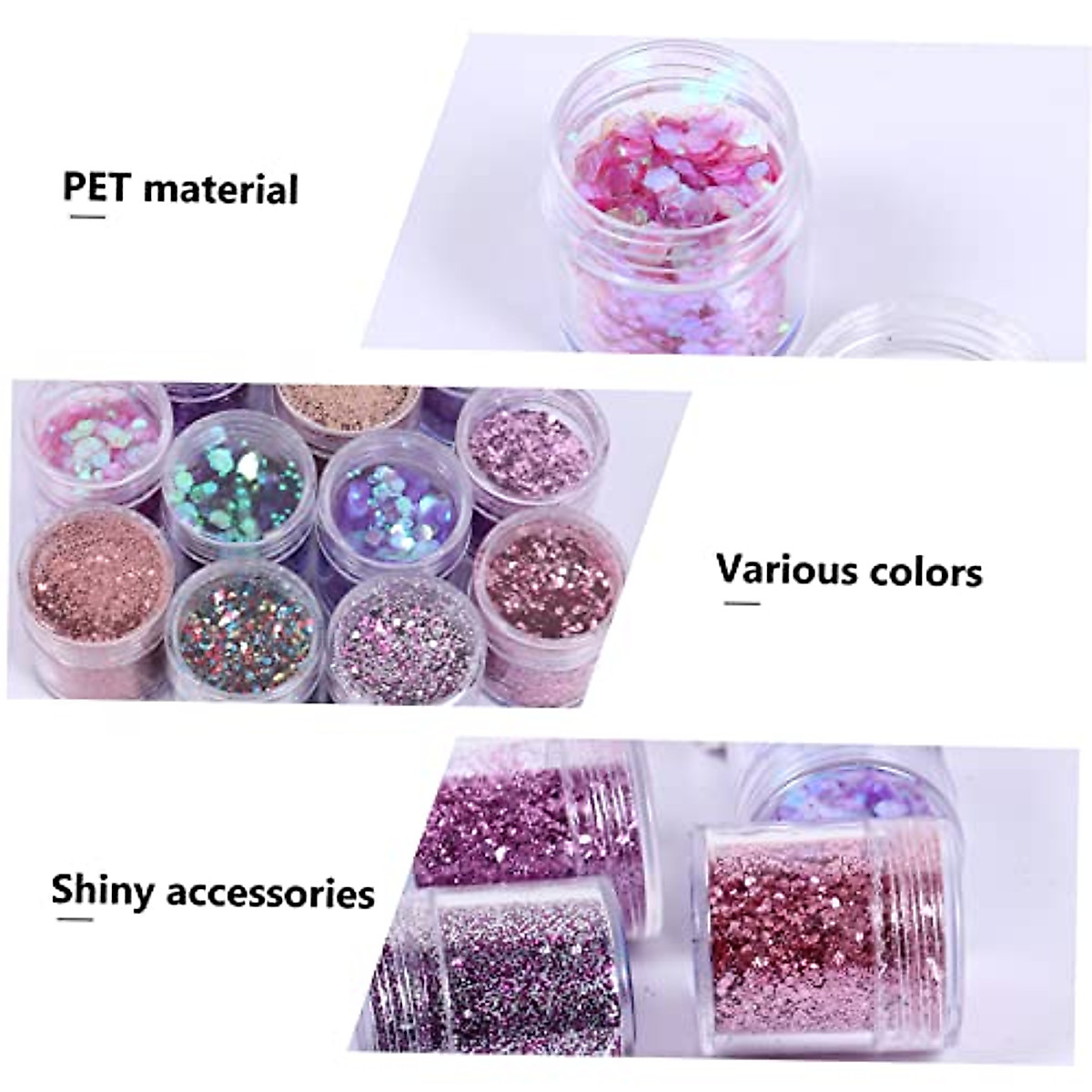 Nail Decor 12 Boxes Environmental Protection pet Crafts Set Bottled Accessories Applique Small Gradient Sequins Suite Sequins Ultra Thin Nail Polish Flash Sequins for Crafts Decore