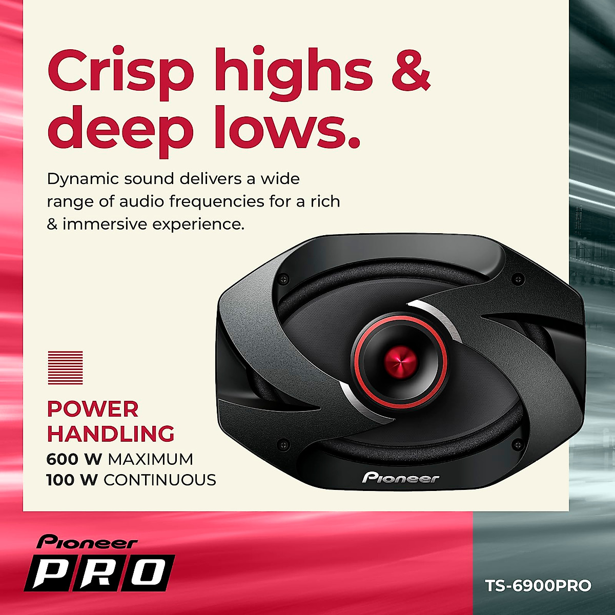 Pioneer TS-6900PRO, 2-Way Car Audio Speakers, Full Range, Clear Sound Quality, Easy Installation and Enhanced Bass Response, 6” x 9” Speakers