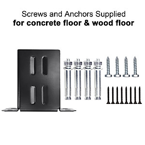 Eapele 4x4 Wood Fence Post Anchor Base, 13GA Thick Steel and Black Powder Coated, Come with Wood Screws and Concrete Anchors(Set of 4)