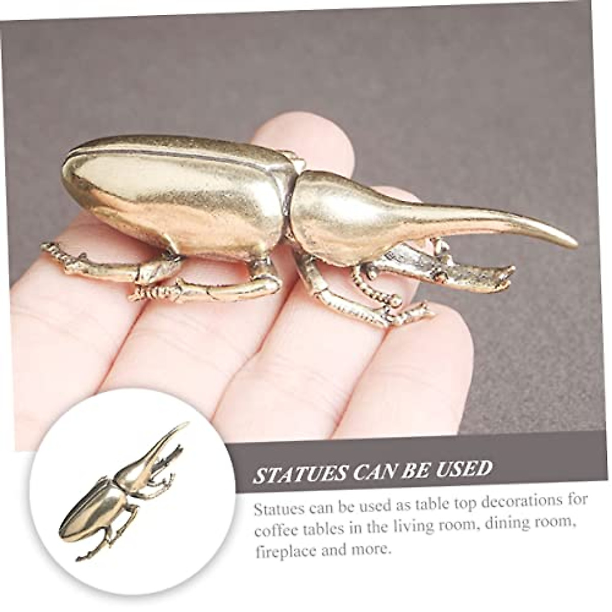 VOSAREA 2pcs Brass Ornament Beetle Model Garden Art Copper Figurines Brass Decor Brass Animal Ornament Coraline Decor feng Shui Statue Brass Statue Statues Table Decoration Delicate