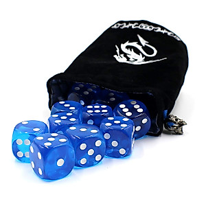 Jumbo D6 Dice with Velvet Bag - Large 24mm Life Counters (Blue)