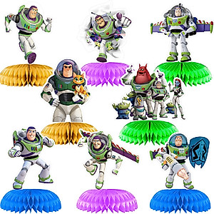 8pcs Buzz Lightyear Party Honeycomb Centerpiece Table Decorations Buzz Lightyear Theme Birthday Party Supplies