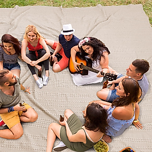 PHF 100% Cotton Waffle Blanket Oversized King 120"x120", Lightweight Breathable Extra Large 10'x10' Blankets for Bed, Giant Big Luxury Aesthetic Woven Bedding for Home Decor, Oatmeal