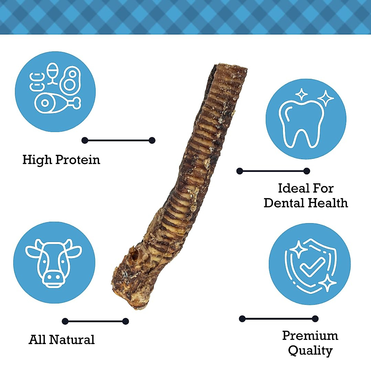 Country Living 12-Inch Beef Trachea Dog Treats - 100% Natural, High-Protein, Low-Fat Chews with Chondroitin for Joint Support, Nutrient-Rich, No Artificial Additives - 5-Pack