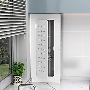 Water Heater Pipeline Blocking Plate, Gas Pipe Shielding Cover With 6 Hooks, Kitchen Pegboard Organizer Kit For Home Garage Office Bathroom, PVC Storage Display Peg Panel((W x D x H) 25x16x75CM)